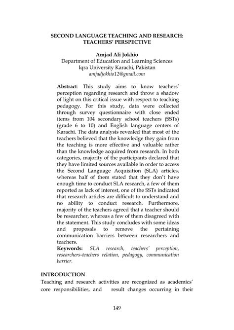 pdf second language teaching and research teachers perspective
