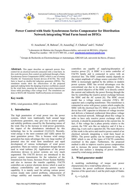 pdf power control with static synchronous series compensator for distribution network