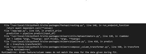 Python Feature Mismatch Prediction Through Scikit Learn Pipeline