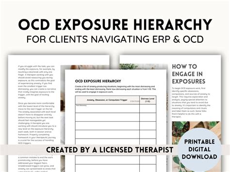OCD Exposure Hierarchy OCD Worksheet For Therapists Etsy