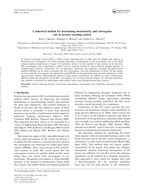 pdf a numerical method for determining monotonicity and convergence rate in iterative learning