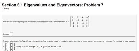 solved section 6 1 eigenvalues and eigenvectors problem 7