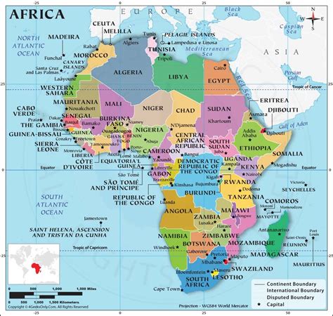 Africa Map With Capitals Map Of African Countries Africa