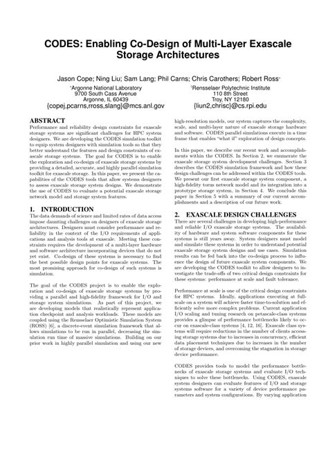 pdf codes enabling co design of multilayer exascale storage architectures