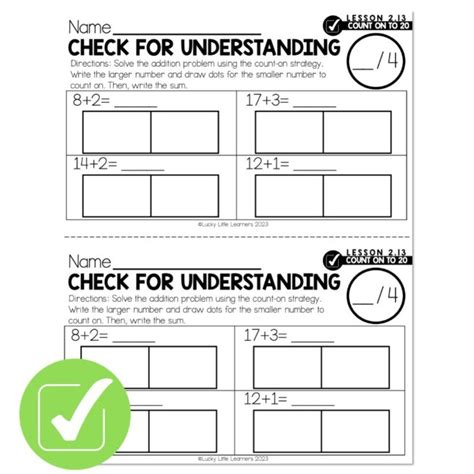 lucky to learn math 1st grade lesson 2 13 count on strategy check for understanding