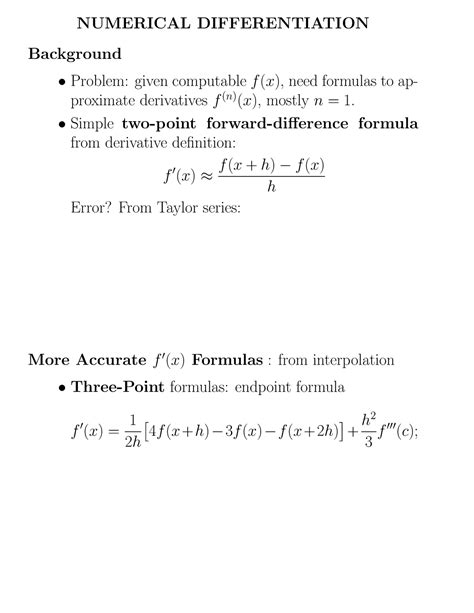 lecture notes lecture 5 numerical differentiation numerical differentiation background
