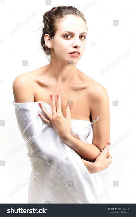 Torso Portrait Beautiful Naked Woman White Stock Photo 235190014