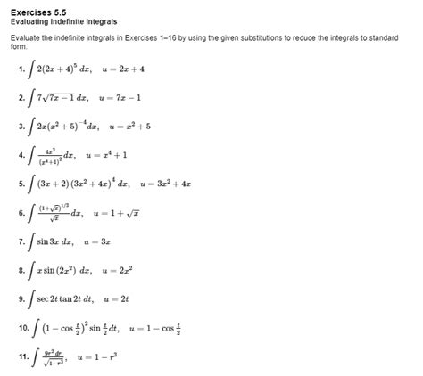 solved exercises 5 5 evaluating indefinite integrals