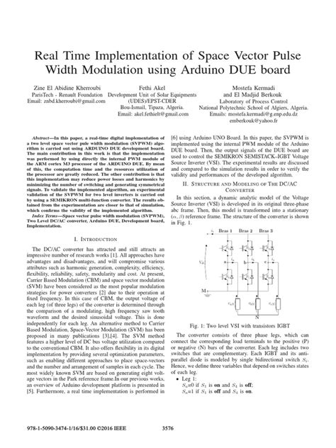 real time implementation of space vector pulse width modulation using arduino due board