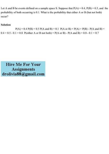 let a and b be events defined on a sample space s suppose that p a pdf