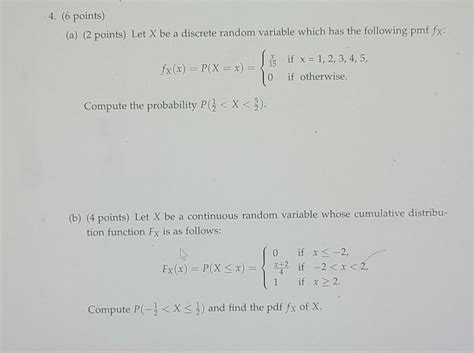solved 4 6 points a 2 points let x be a discrete