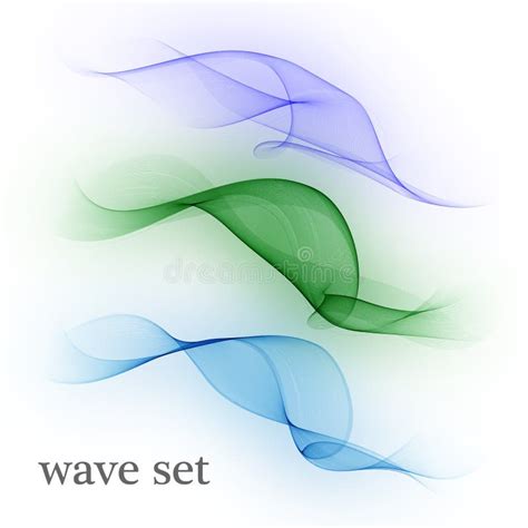 Abstract Smooth Color Wave Vector Set On Transparent Background Set Of