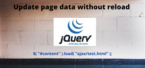 How To Update JQuery Reload Page Without Refresh