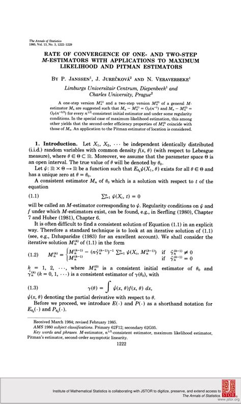 pdf rate of convergence of one and two step m estimators with applications to maximum