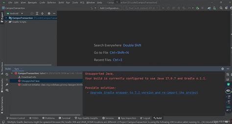 unsupported java your build is currently configured to use java 17 0 7 and gradle 6 1 1 csdn博客