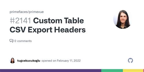 Custom Table CSV Export Headers Issue 2141 Primefaces Primevue