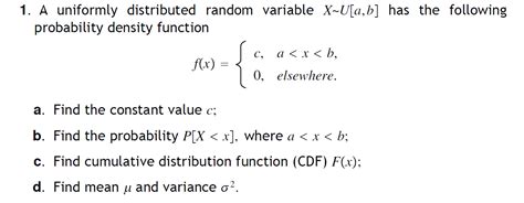 solved a uniformly distributed random variable x~u[a b] has
