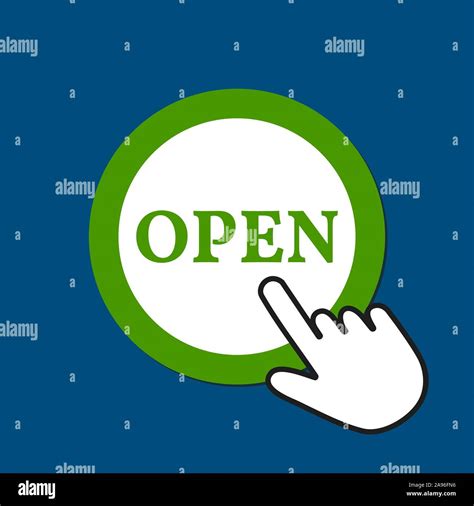 Open Icon Discover Concept Hand Mouse Cursor Clicks The Button