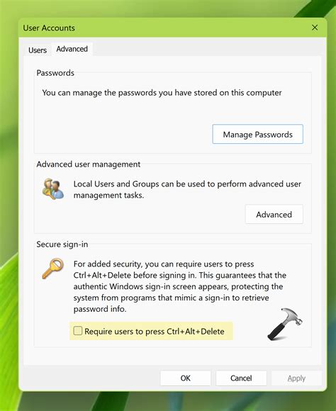 How To Enable Or Disable Ctrlaltdel Secure Logon In Windows 11 10 How