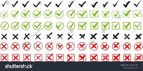 Green Check Mark And Red Cross Icon Set Circle Royalty Free Stock