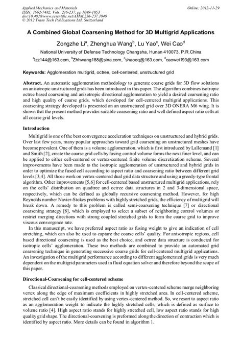 a combined global coarsening method for 3d multigrid applications scientific