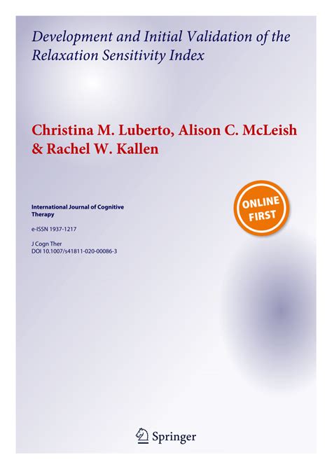 pdf development and initial validation of the relaxation sensitivity index