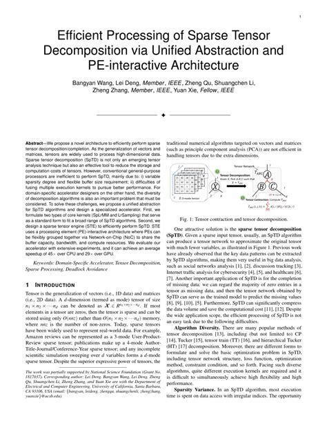 pdf efficient processing of sparse tensor decomposition via unified abstraction and pe