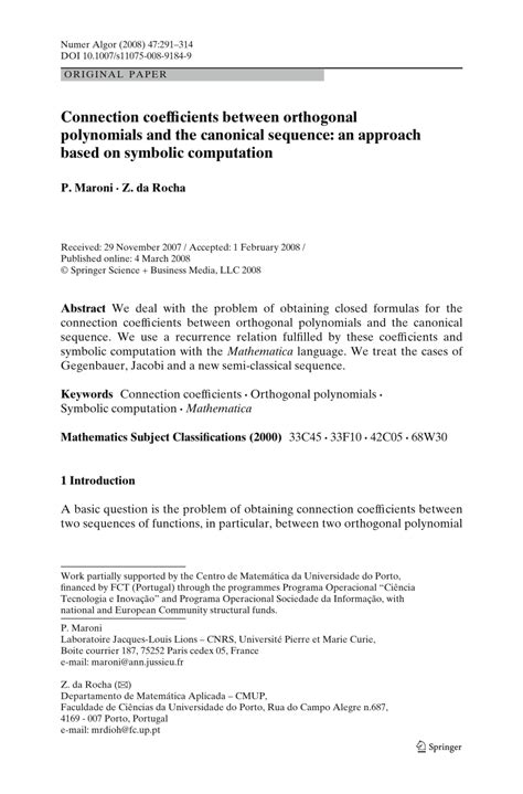 pdf connection coefficients between orthogonal polynomials and the canonical sequence an