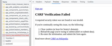 CSRF Verification Failed Issue 5586 Getsentry Sentry Javascript