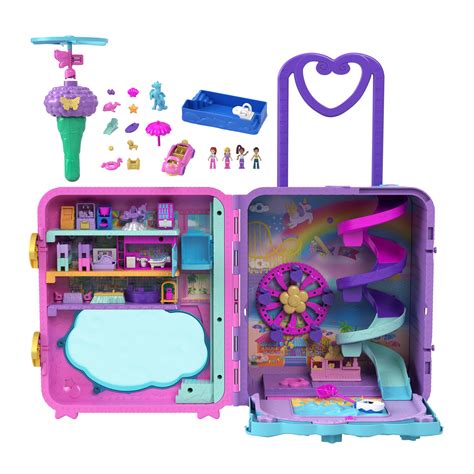 Polly Pocket Compact Friends Pollyville Resort Roll Away Playset Dolls