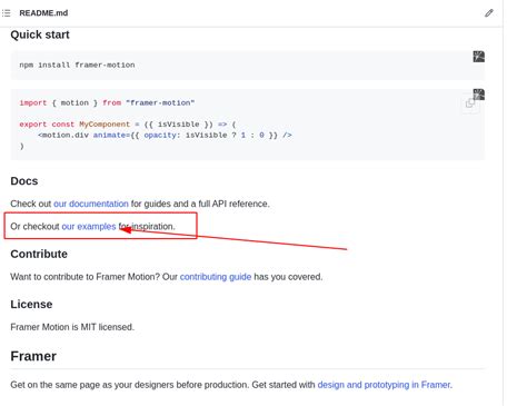 BUG Example Link In Readme Is Not Properly Linked To Right