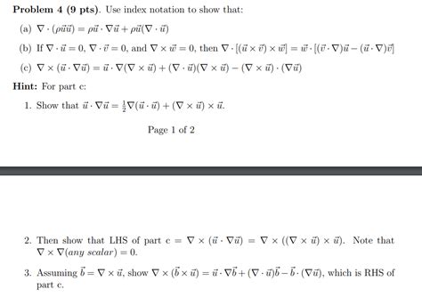 solved problem 4 9 pts use index notation to show that