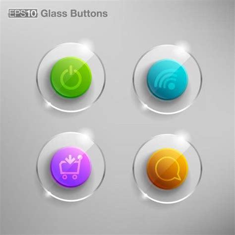 Glass Buttons Set With Icons Vector Art At Vecteezy