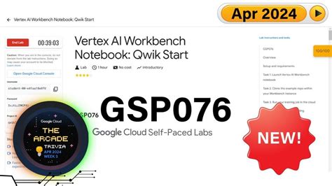 2024 Vertex AI Workbench Notebook Qwik Start GSP076 Qwiklabs