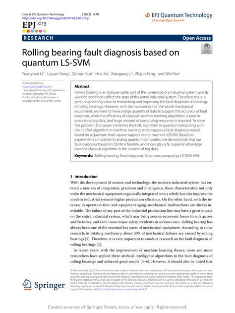 pdf rolling bearing fault diagnosis based on quantum ls svm