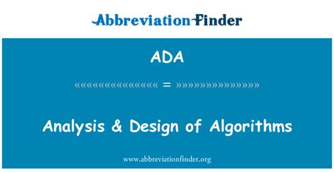 ada 定义 分析 and 设计的算法 analysis and design of algorithms