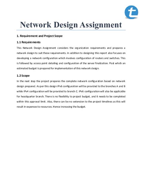 pdf network design assignment samantha williams