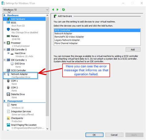 Hyper V Virtual Machine Failed To Start Error While Starting VM
