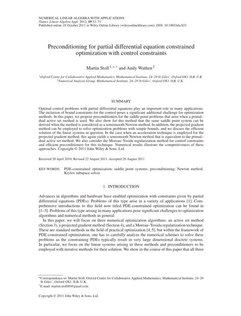 pdf preconditioning for partial differential equation constrained optimization with control