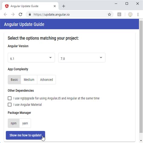 checking and updating the angular version