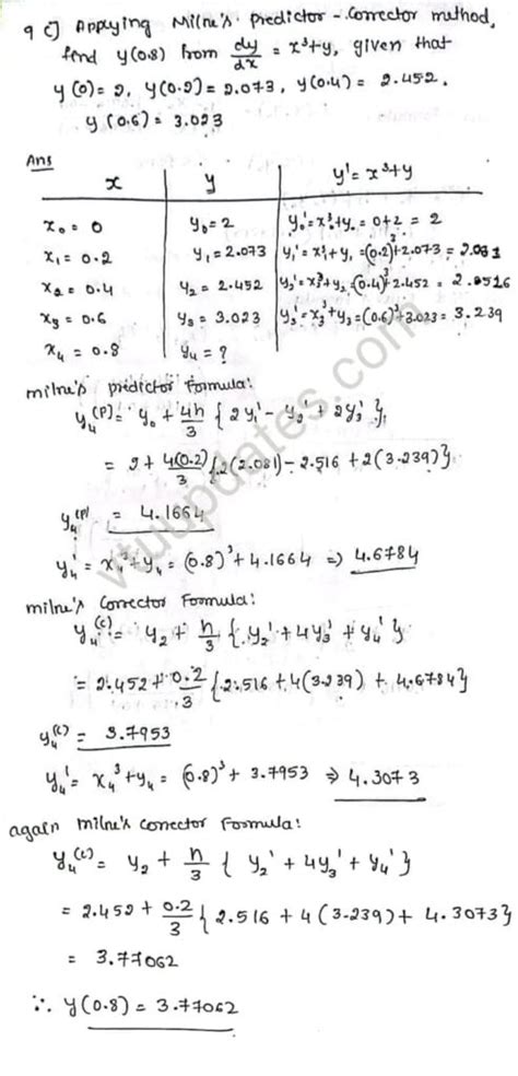 applying milnes predictor corrector method for given equation