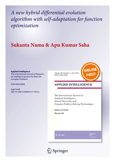 pdf a new hybrid differential evolution algorithm with self adaptation for function optimization