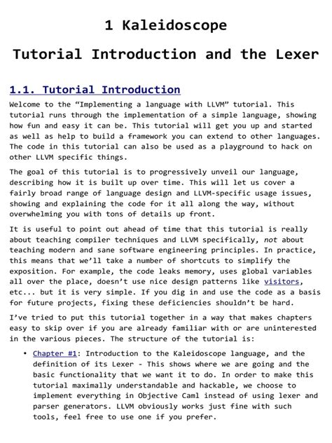 kaleidoscope implementing a language with llvm in objective caml pdf parsing computer