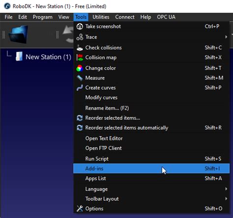 Enable The OPC UA Add In RoboDK Documentation