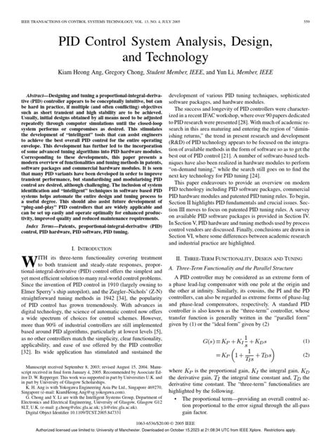 pid control system analysis design and technology pdf control theory systems theory