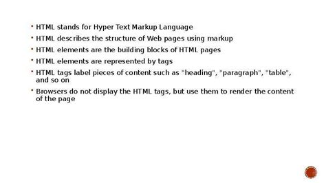 html the standard markup language for creating web pages презентация доклад проект скачать