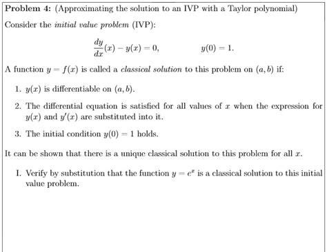 solved problem approximating the solution to an ivp with a taylor polynomial consider the