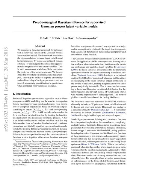 pseudo marginal bayesian inference for supervised gaussian process latent variable models deepai