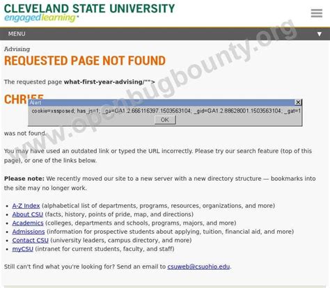 All Vulnerabilities For Csuohio Edu Patched Via Open Bug Bounty