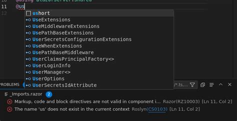 Linux Mac Can T Get The Intellisense For Using On Blazor App Issue